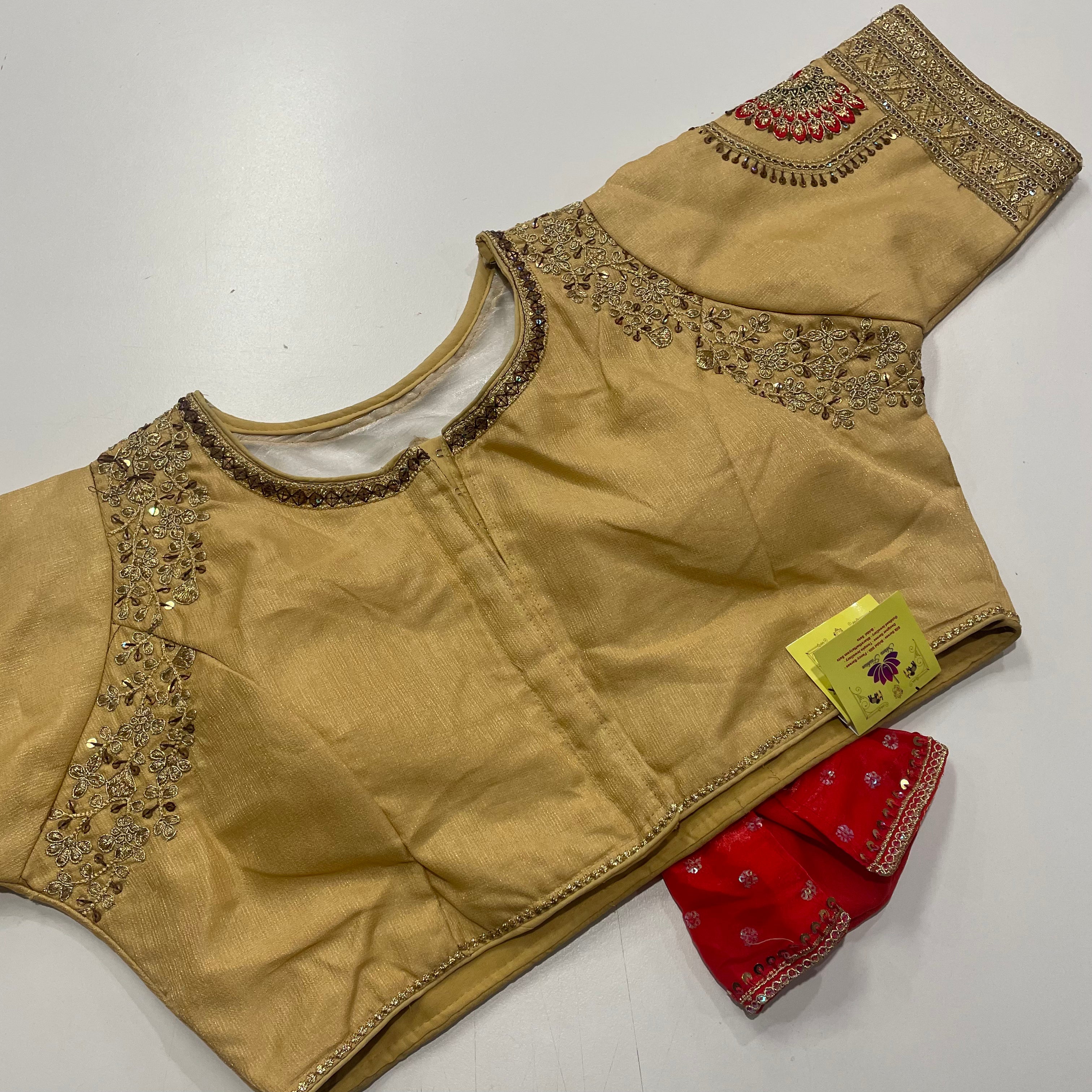 Festive Gold Silk Blouse with Sleek Front Closure & Stylish Back | Shr ...